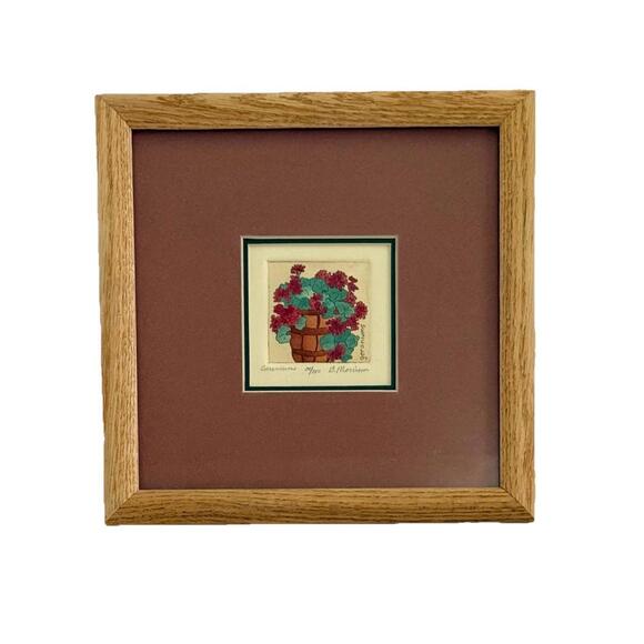 Art | Vintage Wall Art Brooke Morrison Geraniums Hand Colored Etching ...